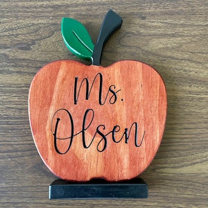 Carved Wood Teacher Apple, Personalized Classroom Gift, Birthday ...