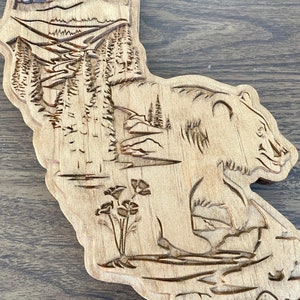 Carved Wood California State Wall Art, Family Travel Vacation Souvenir ...