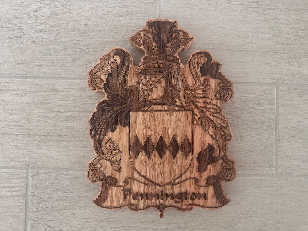 Personalized Family Crest Last Name Sign - Carved Wood Coat of Arms ...