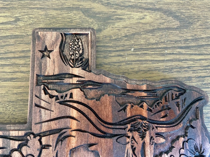 Carved Wood Texas State Wall Art, Family Travel Vacation Souvenir Gift ...
