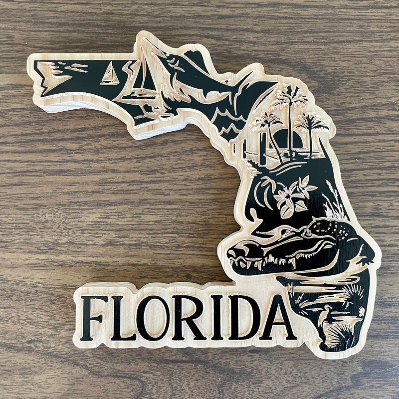Wood Plaque Florida State - Etsy
