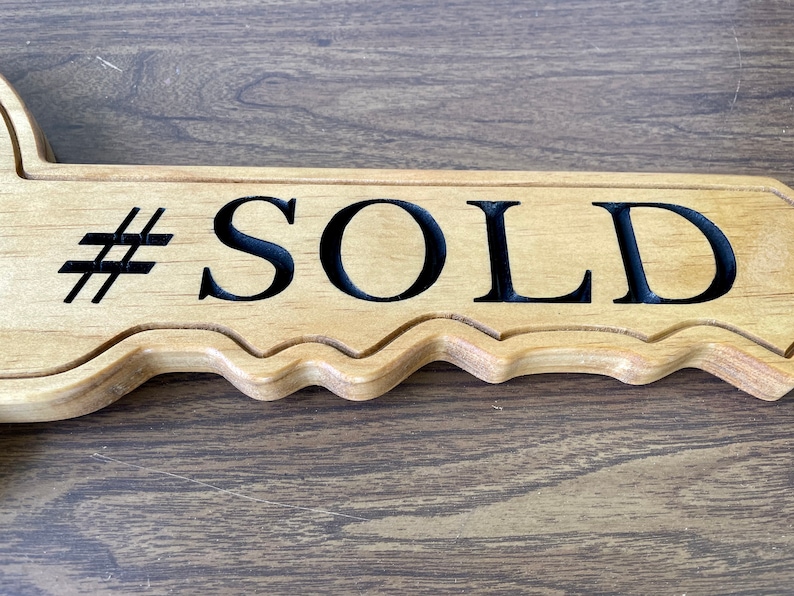 Carved Wood Realtor Key, Personalized Selling Closing Sign Plaque ...