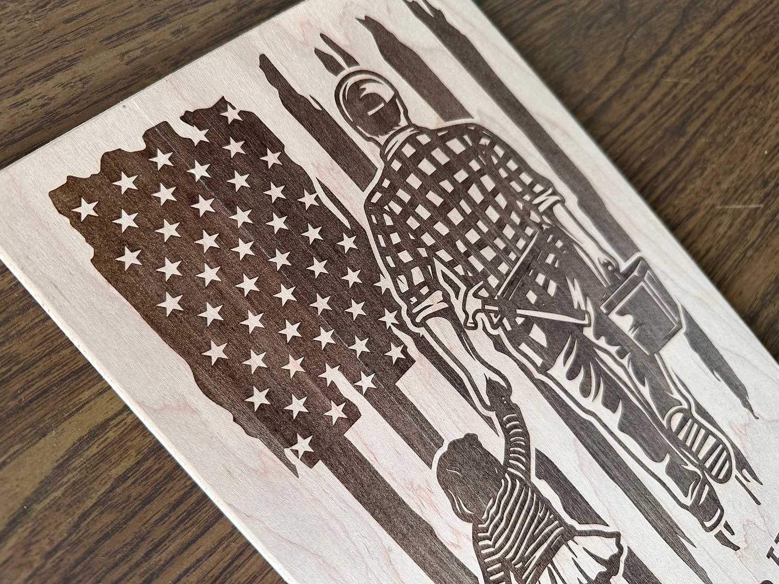 Wood Plumber Dad Laser Engraved Sign, Handy Man Worker American Flag ...