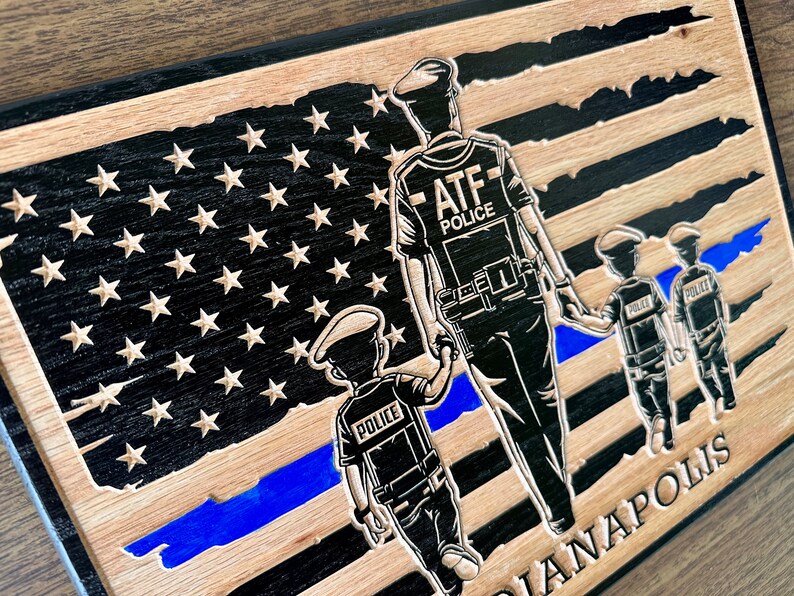 Carved Wood ATF Police Officer Sign Dad American Flag Thin - Etsy