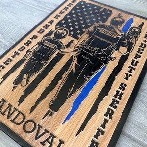 Carved Wood Deputy Sheriff Sign, Dad American Flag Thin Blue Line ...