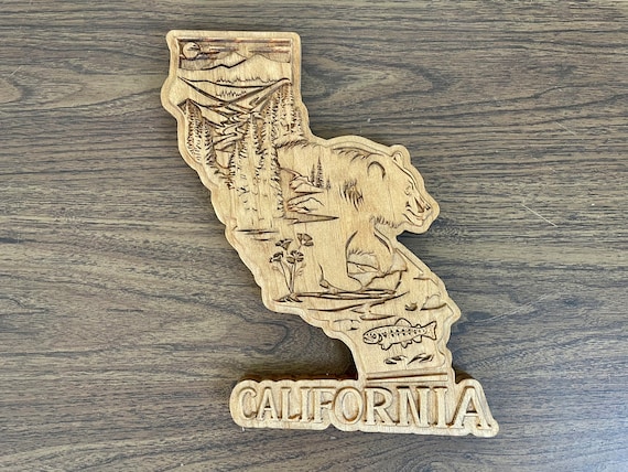 Carved Wood California State Wall Art Family Travel Vacation - Etsy