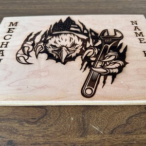 Wood Mechanic Laser Engraved Sign, Technician Machinist American Flag ...