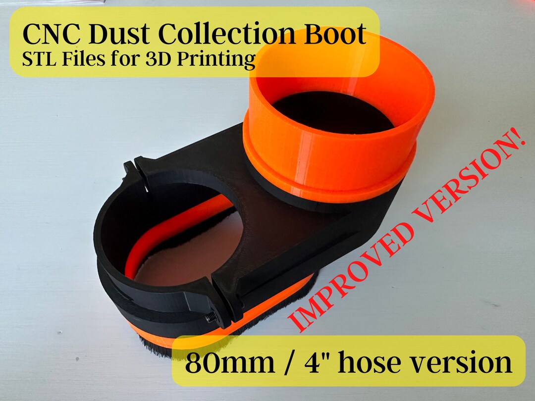 CNC Dust Boot MS8040 Digital STL Files, 80mm Body 4in Hose, 3D Printed ...