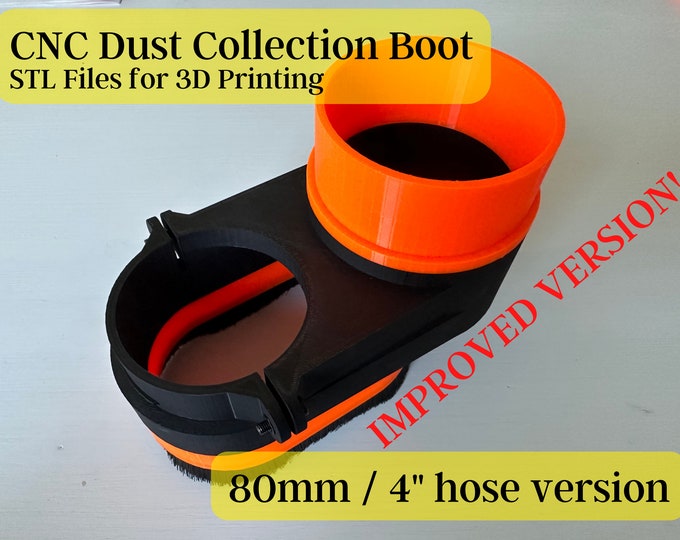 CNC Dust Boot MS8040 Digital STL Files, 80mm Body 4in Hose, 3D Printed CNC Dust Shoe for Dust ...