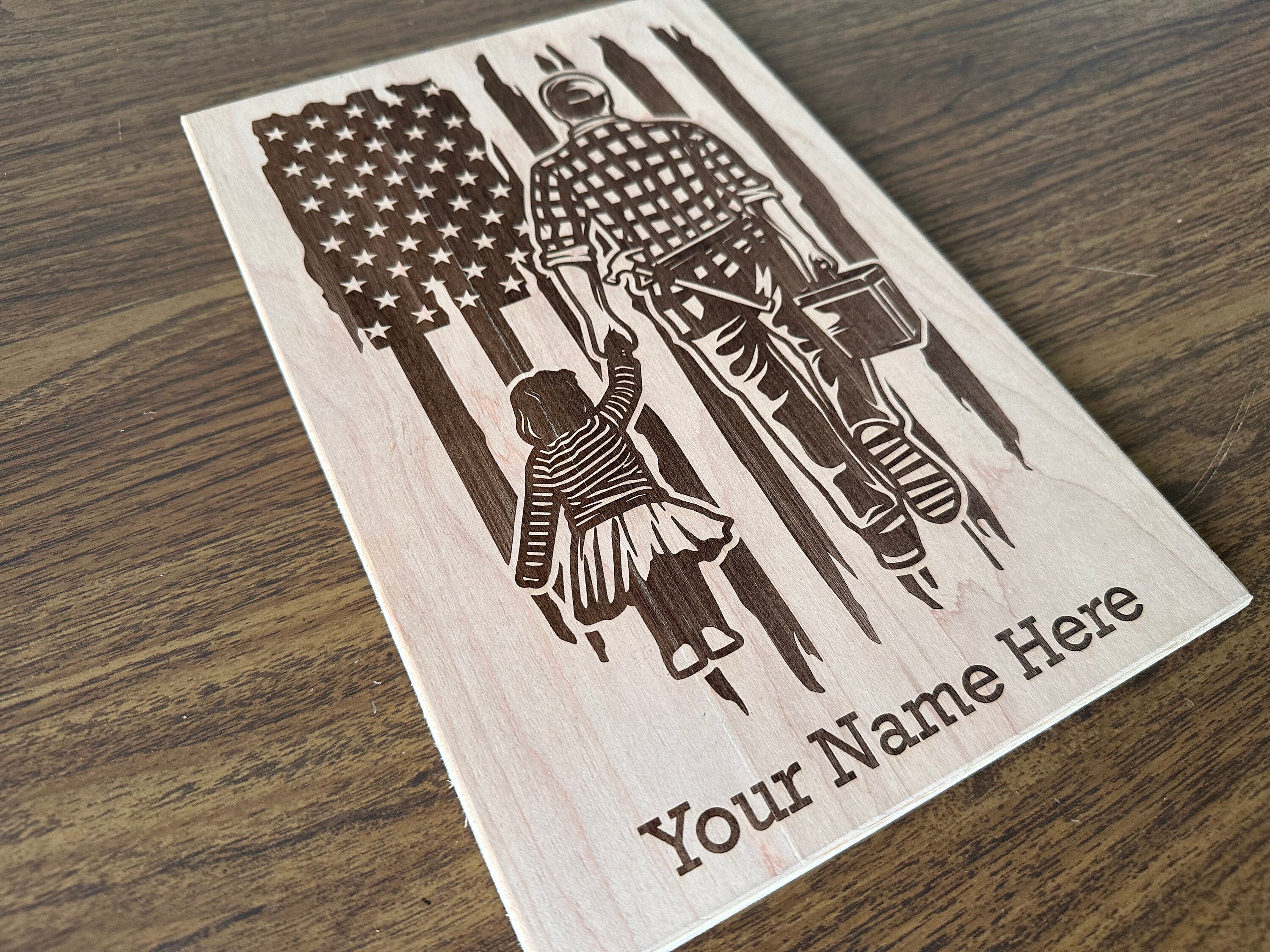 Wood Plumber Dad Laser Engraved Sign, Handy Man Worker American Flag ...