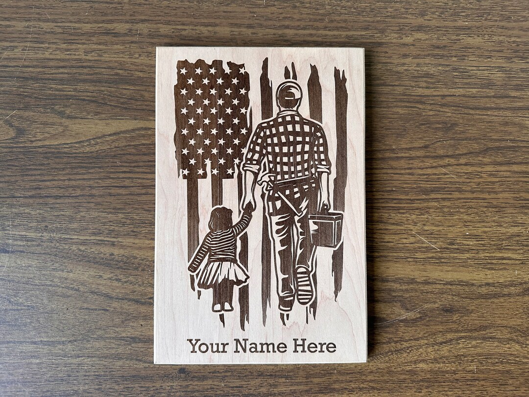 Wood Plumber Dad Laser Engraved Sign, Handy Man Worker American Flag ...