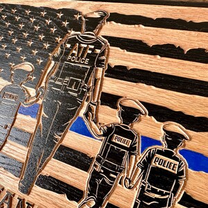 Carved Wood ATF Police Officer Sign, Dad American Flag Thin Blue Line ...