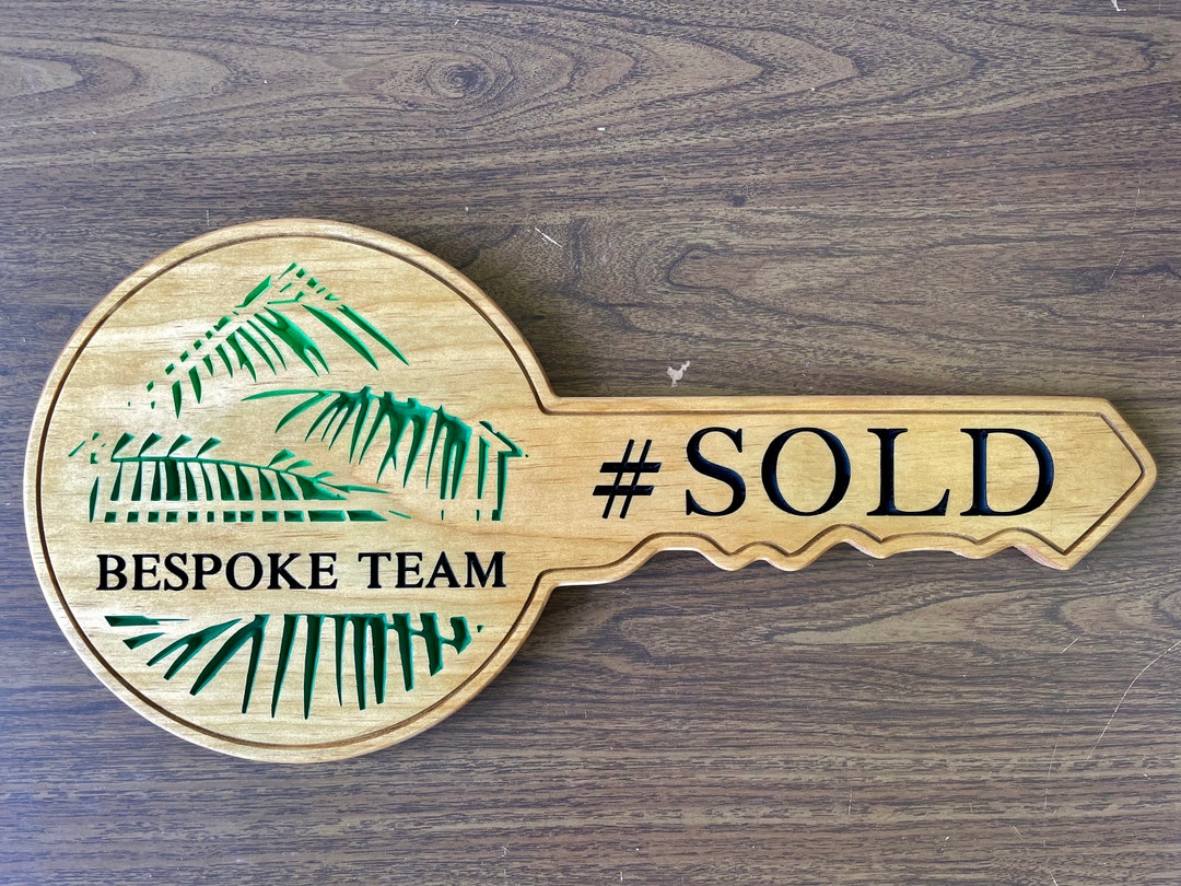 Carved Wood Realtor Key, Personalized Selling Closing Sign Plaque ...
