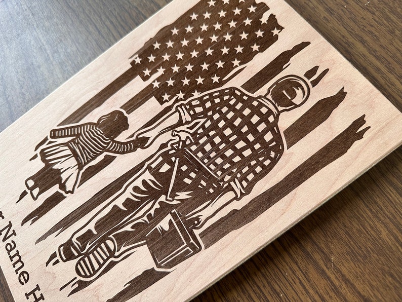 Wood Plumber Dad Laser Engraved Sign, Handy Man Worker American Flag ...