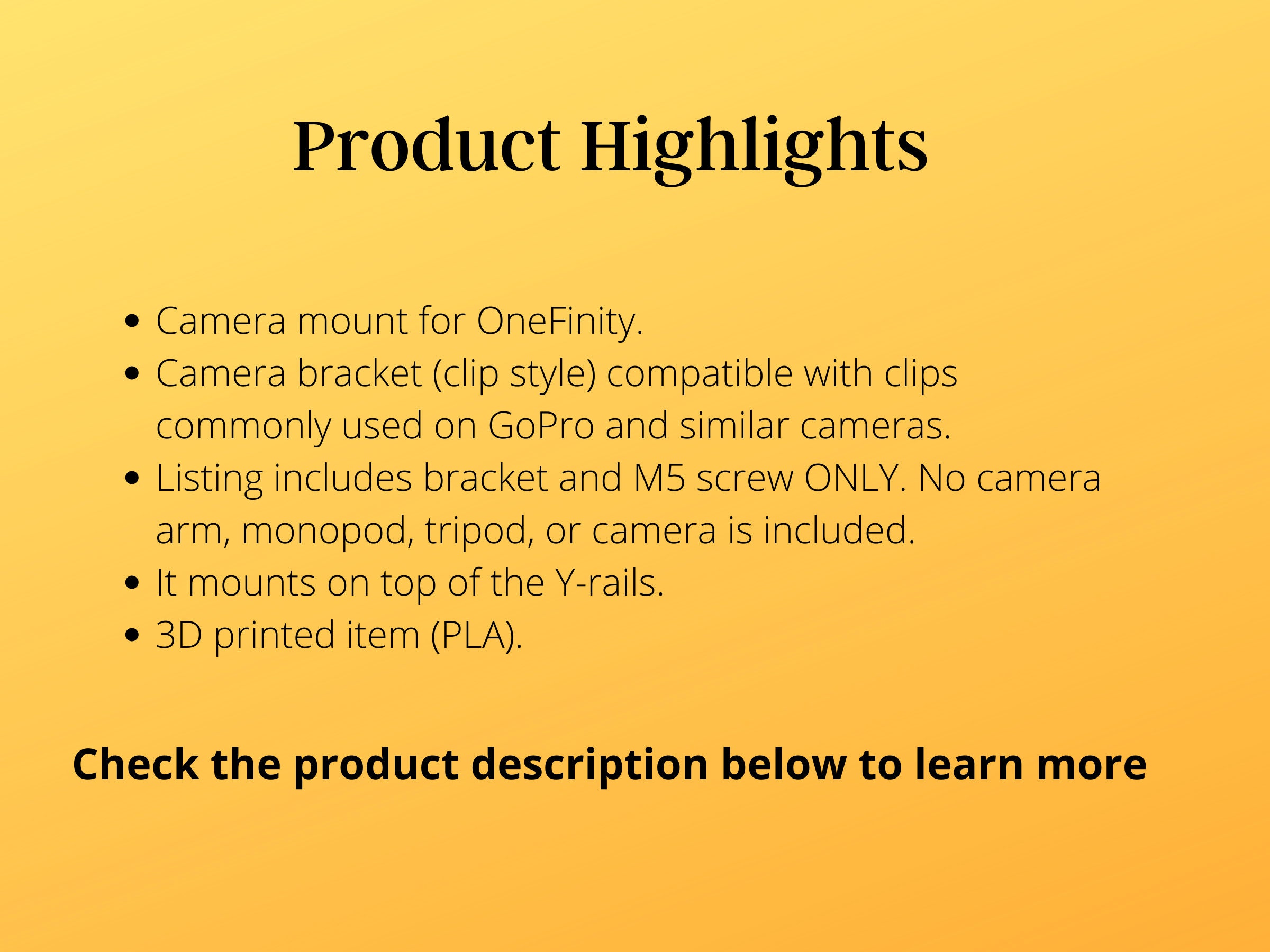Camera Mount For Onefinity Cnc 3d Printed Cnc Camera Mount Etsy