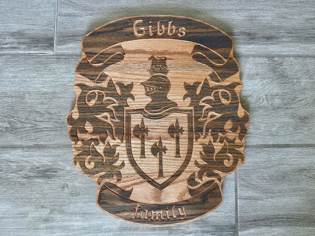 Personalized Family Crest Last Name Sign - Carved Wood Coat of Arms ...