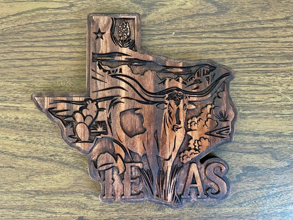 Carved Wood Texas State Wall Art Family Travel Vacation - Etsy