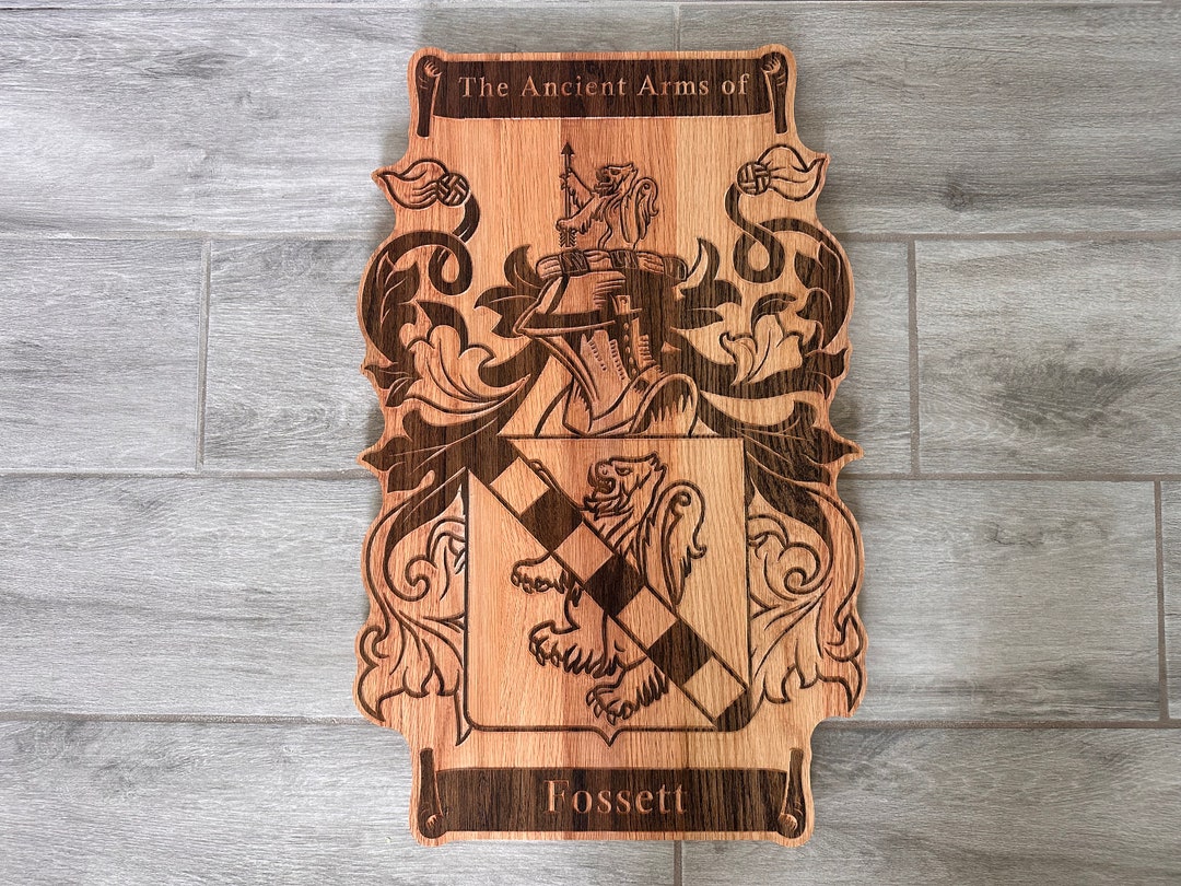 Personalized Family Crest Last Name Sign - Carved Wood Coat of Arms ...