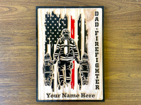 Carved Wood Firefighter Sign American Flag Thin Red Line - Etsy