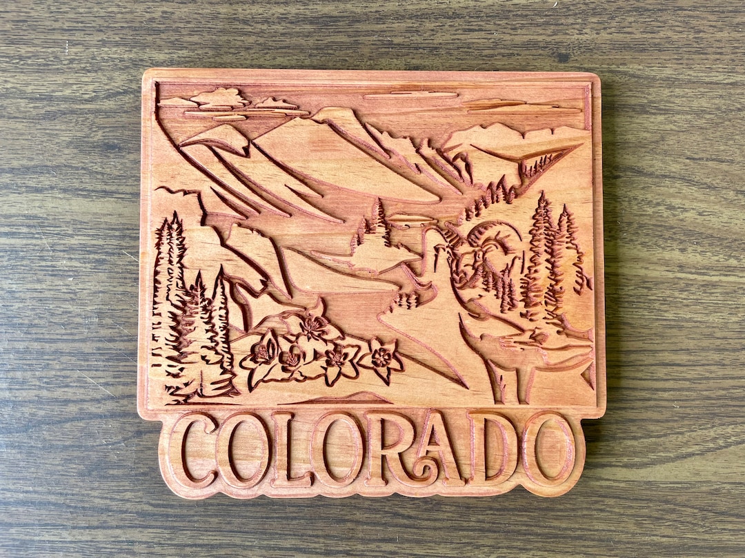 Carved Wood Colorado State Wall Art, Family Travel Vacation Souvenir ...