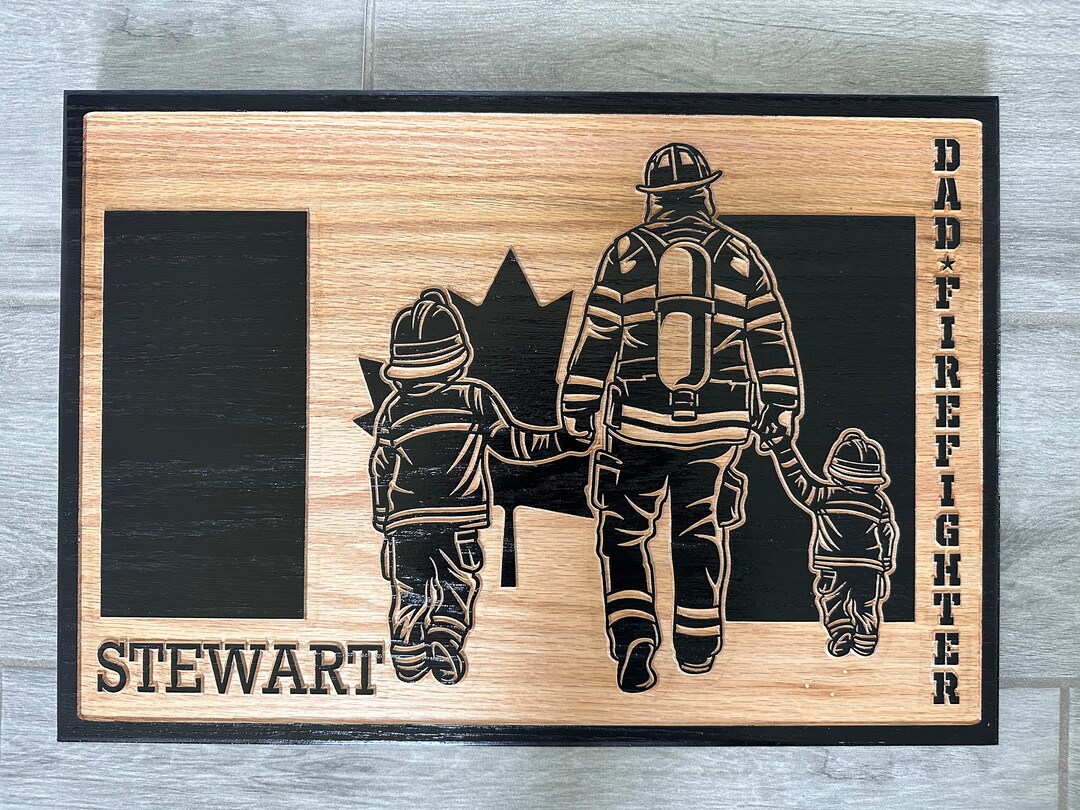 Carved Wood Firefighter Sign, Canada Canadian Flag, Personalized ...