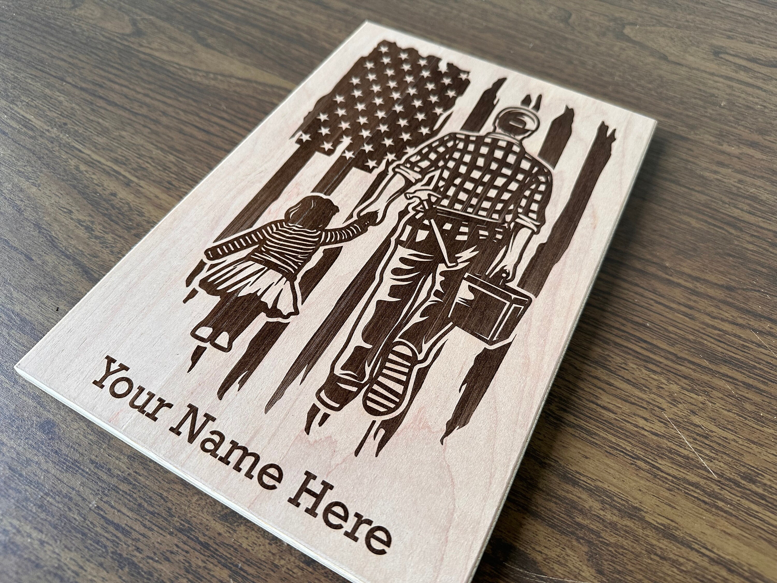 Wood Plumber Dad Laser Engraved Sign, Handy Man Worker American Flag ...