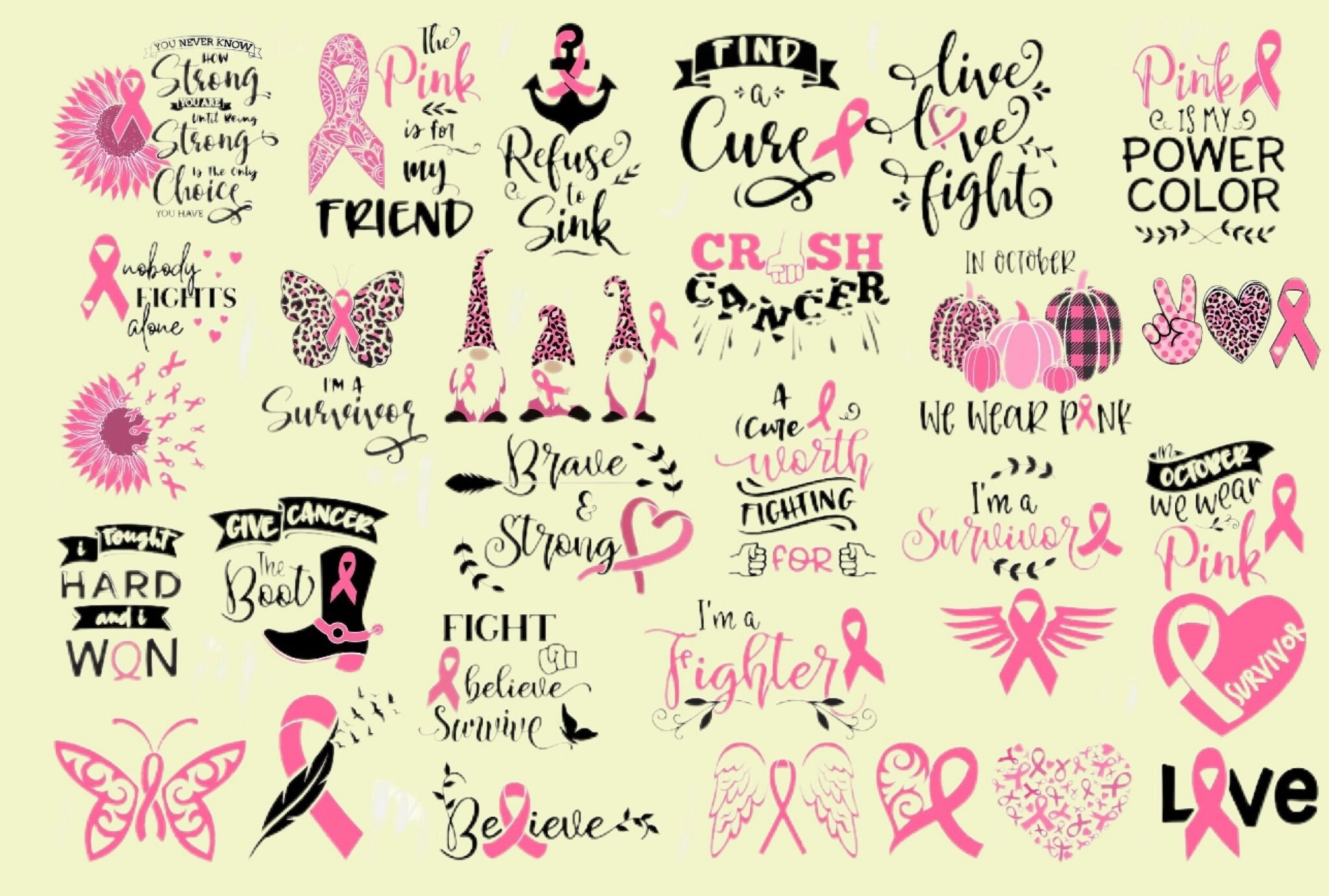 Breast Cancer SVG Bundle, Cancer SVG, Cancer Awareness, Instant ...