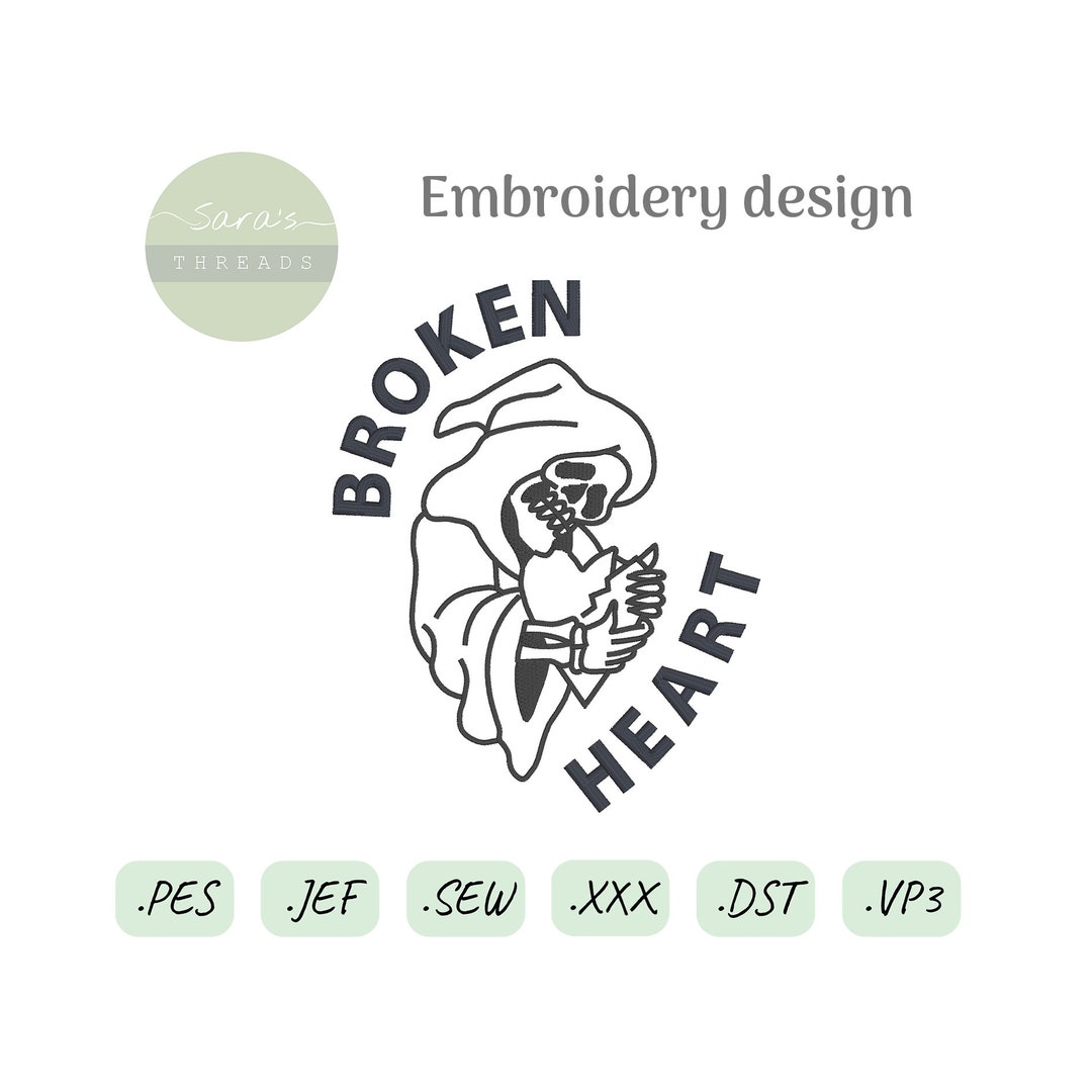 Broken Heart Embroidery Design - Etsy