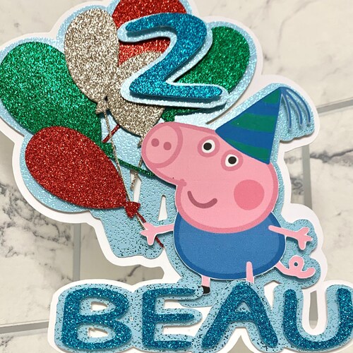 George Pig Personalised Cake Topper - Etsy