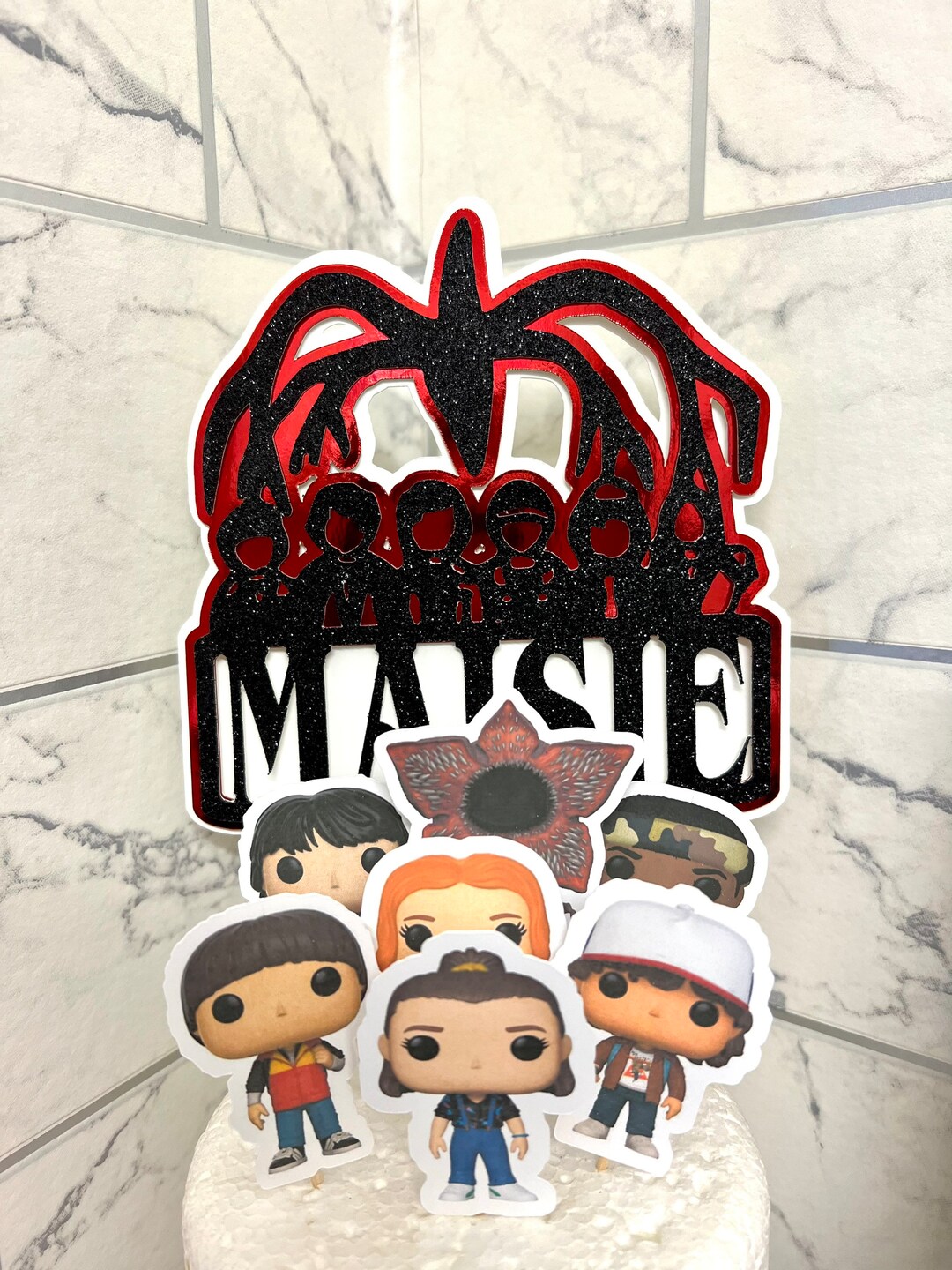 Personalised Birthday Glitter Cake Topper Stranger Things Inspired - Etsy