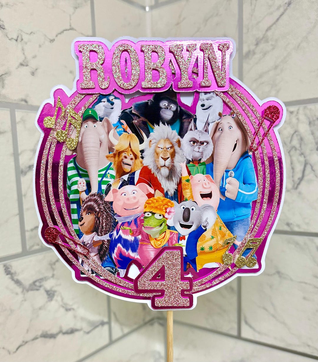 Personalised Birthday Glitter Cake Topper Sing Inspired - Etsy