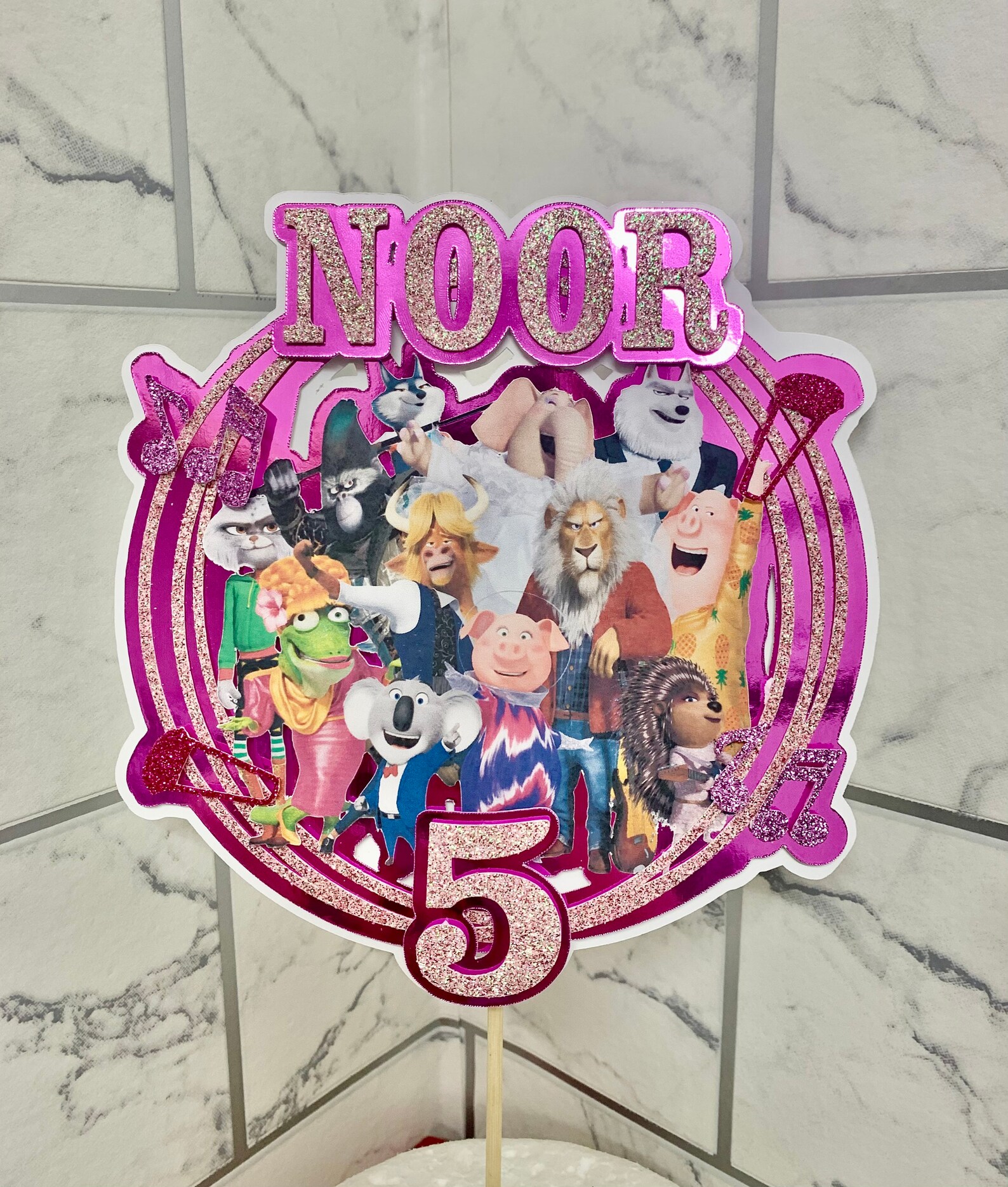 Personalised Birthday Glitter Cake Topper Sing Inspired - Etsy