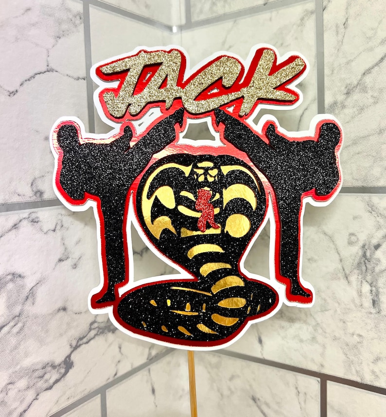 Personalised Birthday Glitter Cake Topper Cobra Kai Karate Inspired - Etsy