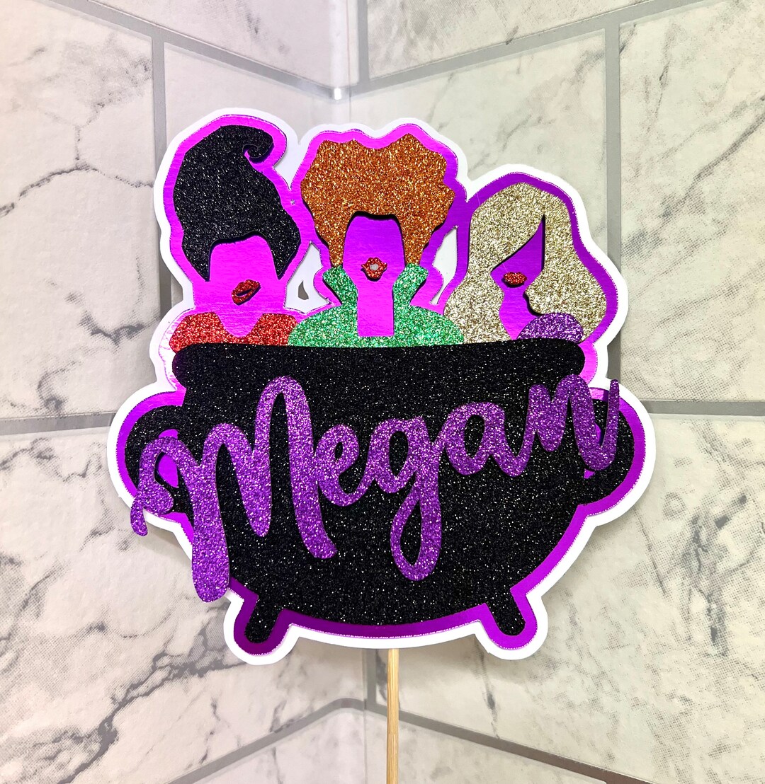 Personalised Birthday Glitter Cake Topper Hocus Pocus Inspired - Etsy