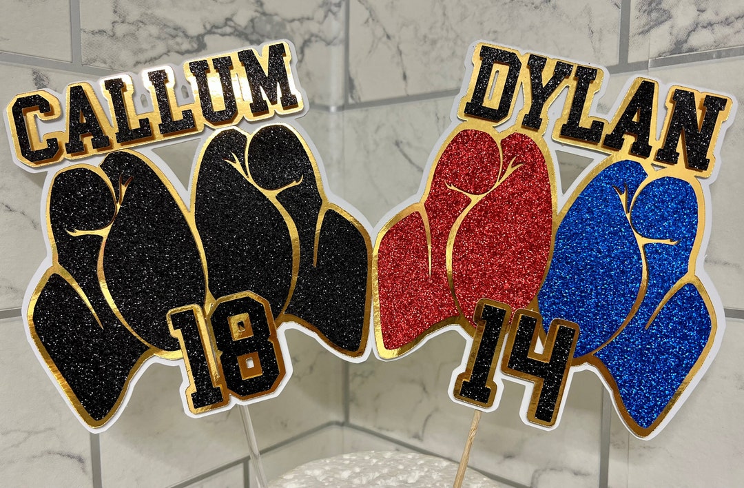 Personalised Birthday Glitter Cake Topper Boxing Fighting - Etsy