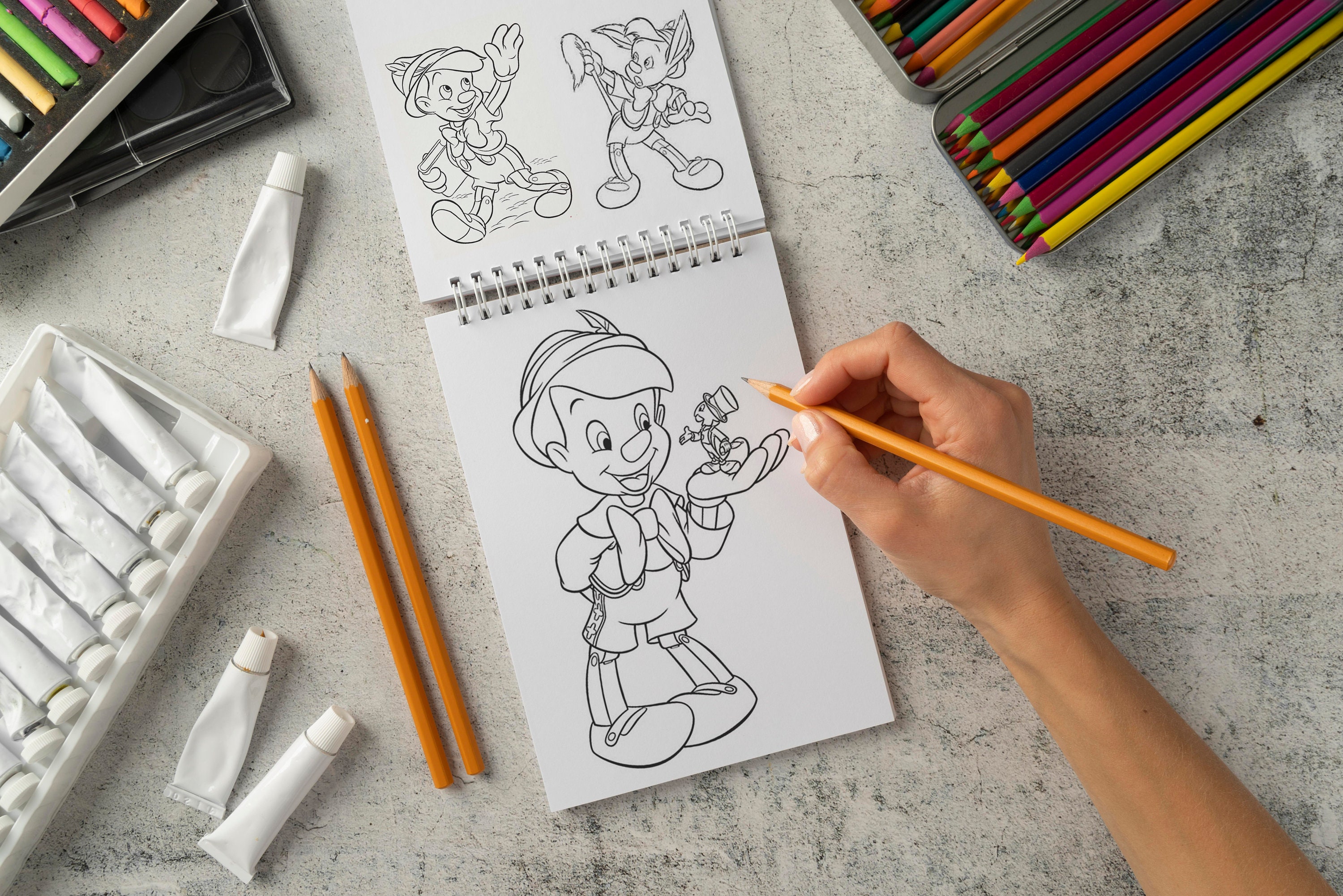 Pinocchio Coloring Pages, Jiminy Cricket, Blue Fairy, Gepetto Coloring ...