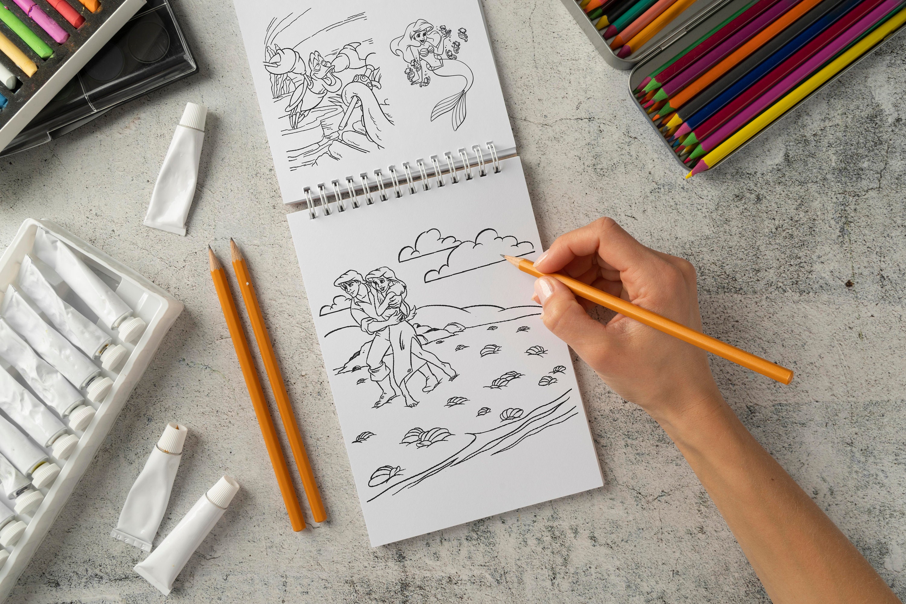 Little Mermaid Coloring Book for Kids, Ariel, Sebastian, Flounder ...