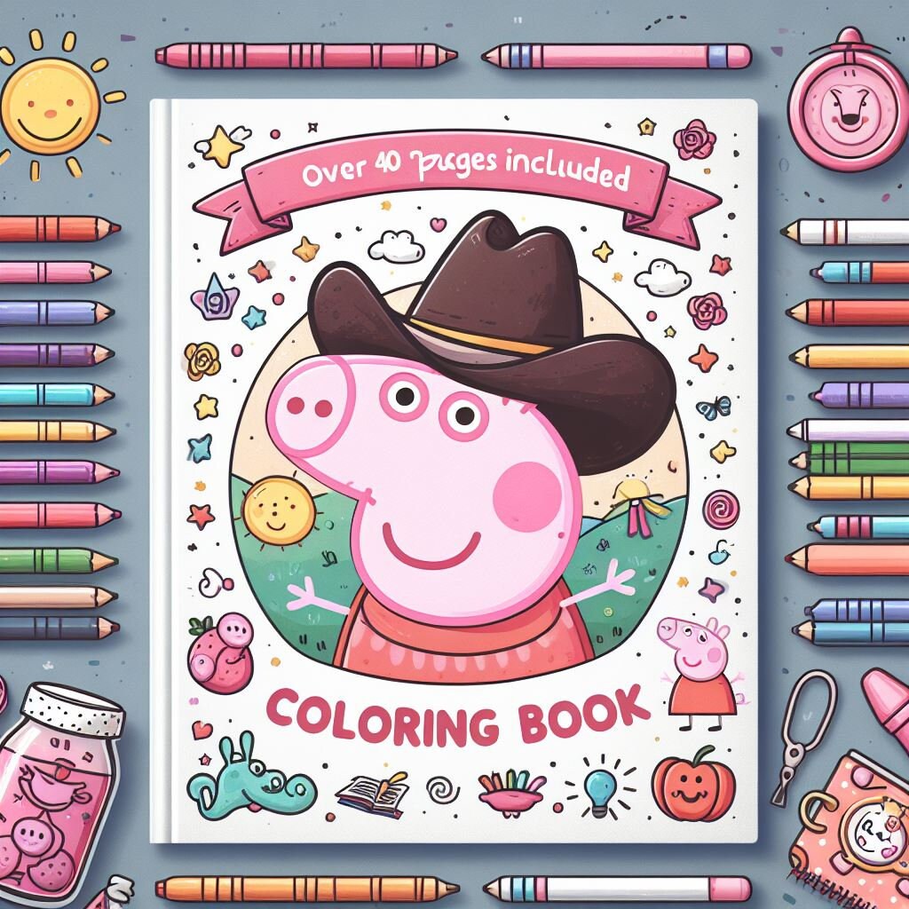 Peppa Coloring Cartoon Characters, Printable Coloring Book for Children ...