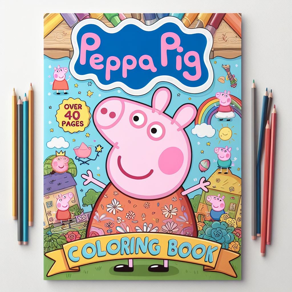 Peppa Coloring Cartoon Characters, Printable Coloring Book for Children ...