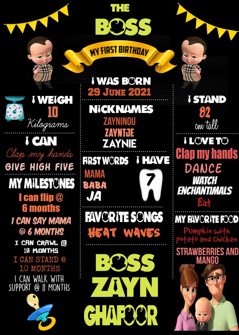 Boss Baby Milestone Board black and Gold - Etsy