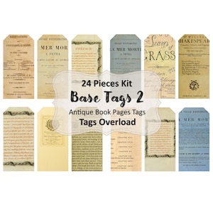 Antique Book Pages Tags 24 Pcs. Base Tags Vol. 2 | Vintage, Ephemera ...