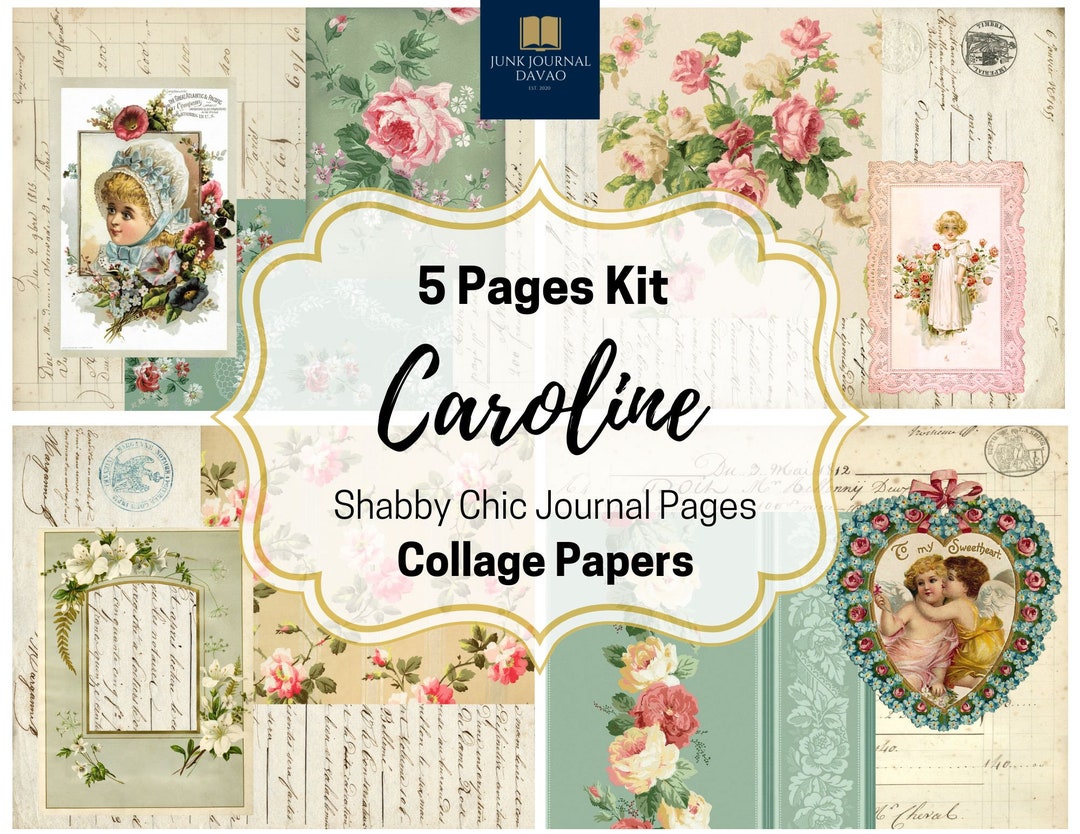 Caroline 5 Sheets Shabby Collage Papers & Ephemera Digital - Etsy