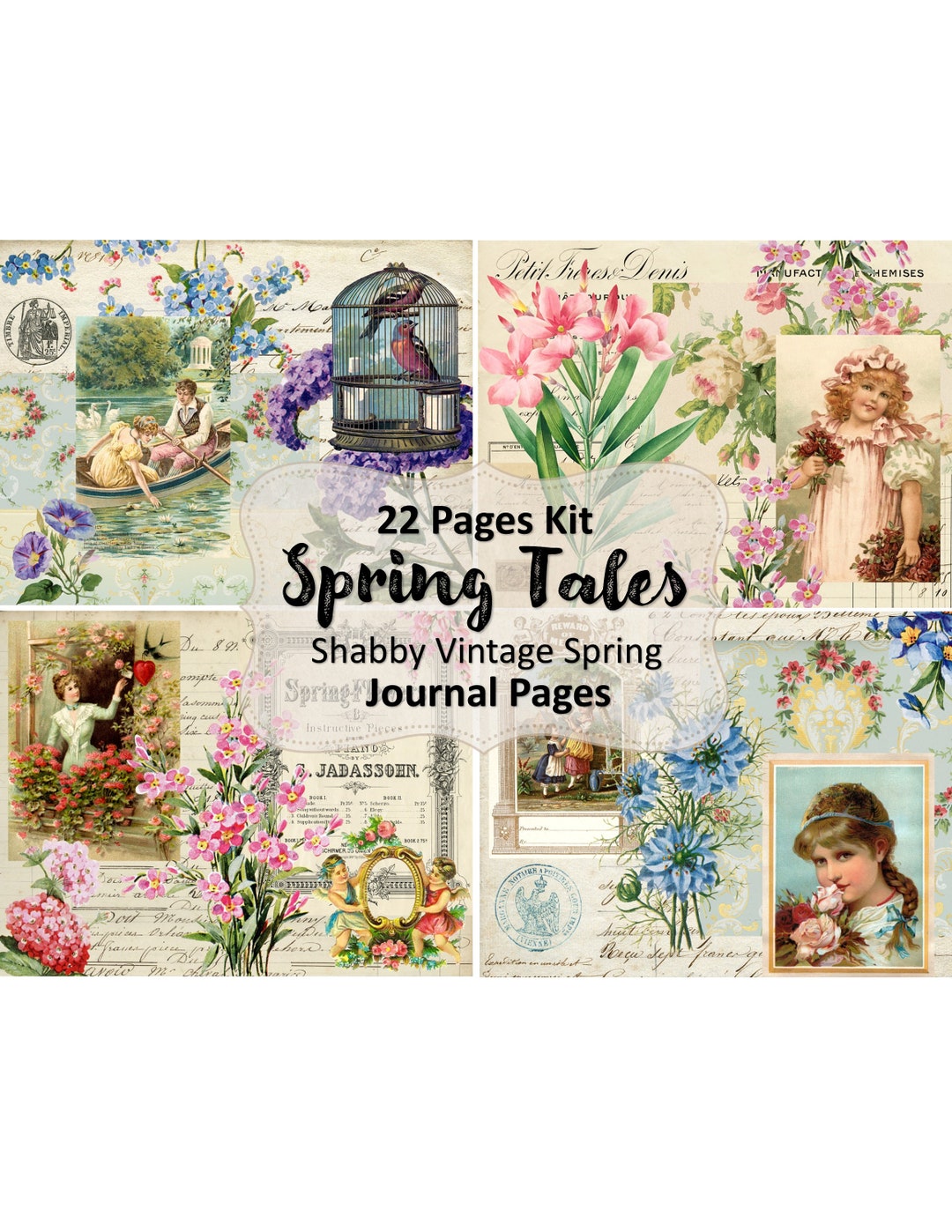 Spring Tales 22 Journal Pages | Digital Kit, Junk Journal, Vintage ...