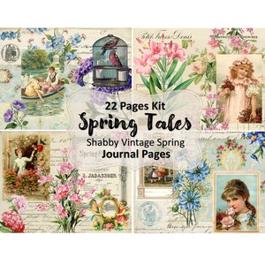 Spring Tales 22 Journal Pages | Digital Kit, Junk Journal, Vintage ...