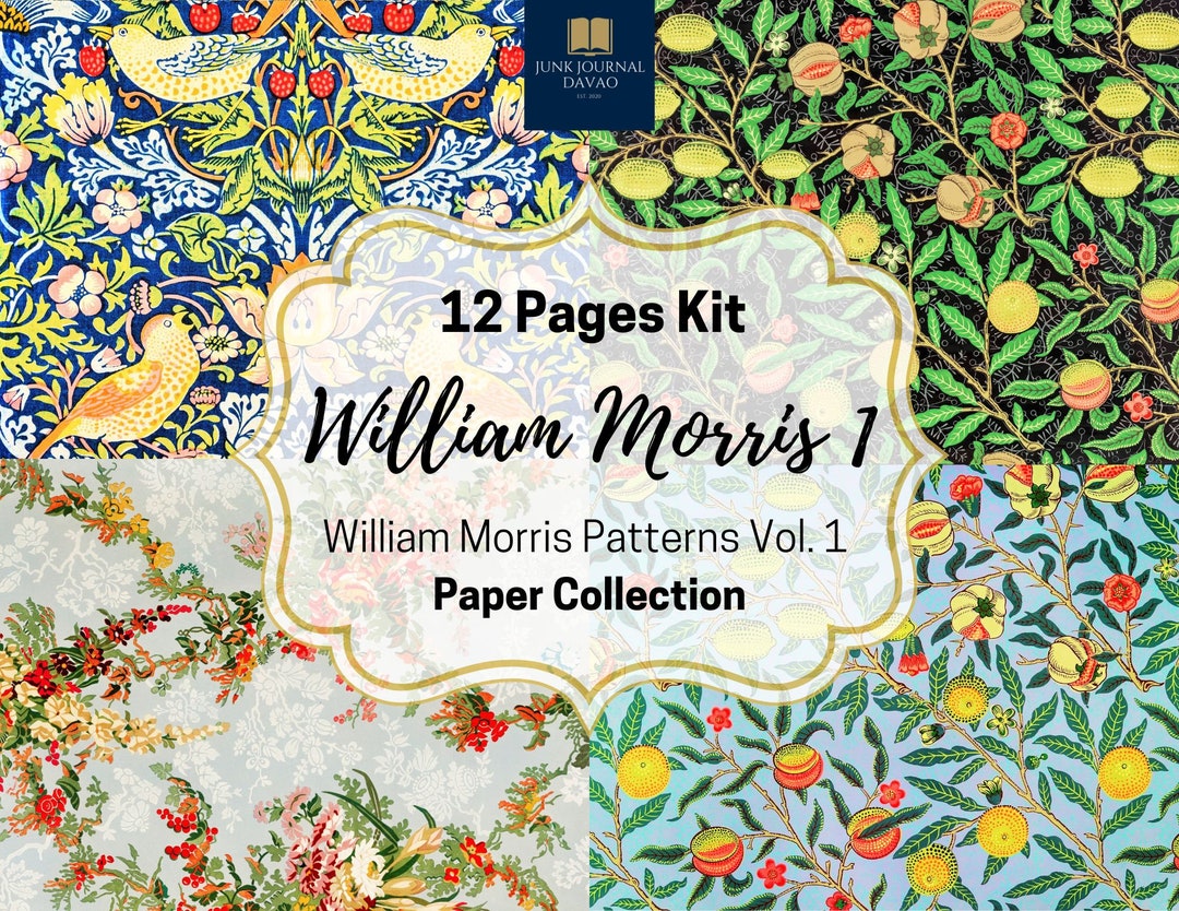 William Morris Patterns 12 Pages Vol. 1 | Digital Kit, Junk Journal ...