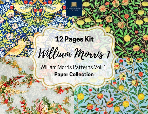 William Morris Patterns 12 Pages Vol. 1 Digital Kit Junk - Etsy