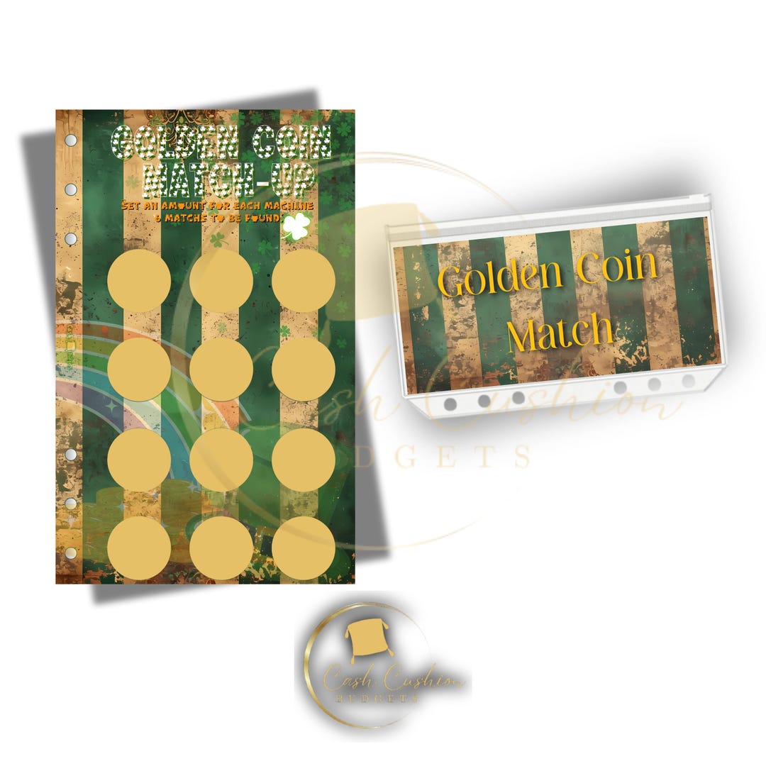 Golden Coin Match-up Savings Challenge Dashboard | A6 Cash Binder ...