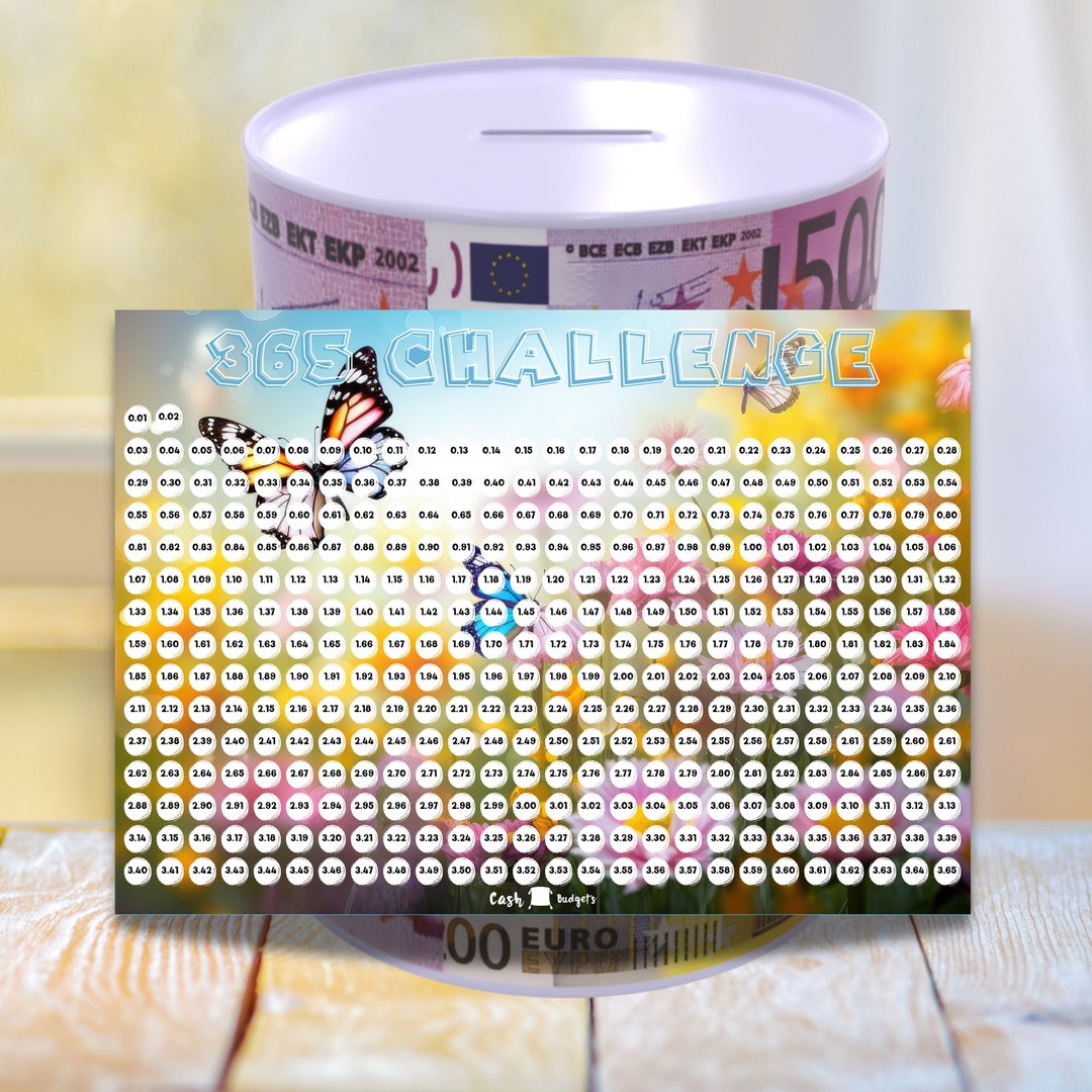 365 Day Savings Challenge Tracker Sticker Daily Money Saving Chart for ...
