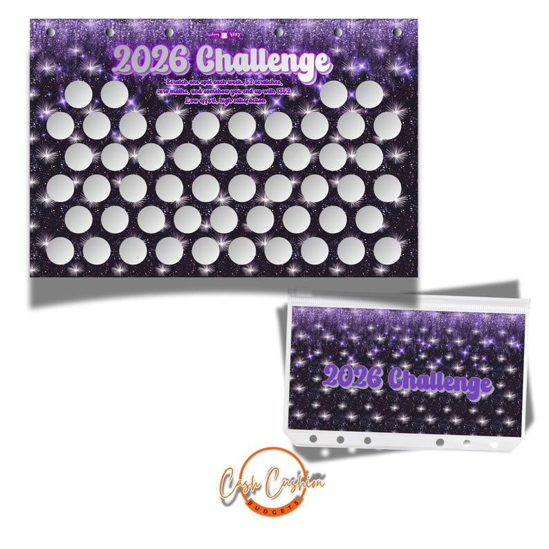 2026 Scratch off Savings Challenge Dashboard | 52 Week Year Long ...