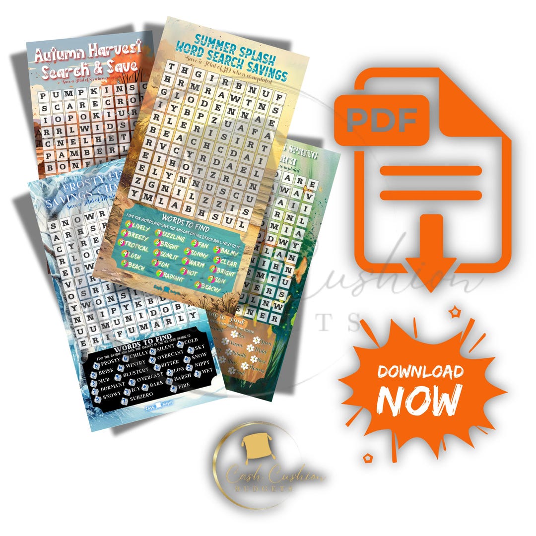 Four Seasons Word Search Savings Challenges| Set of 4 | Save 430 | Cash ...
